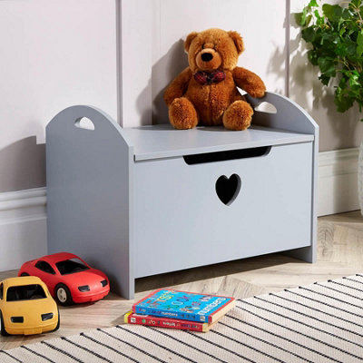 Home Source Zoe Toy Storage Ottoman Chest Grey