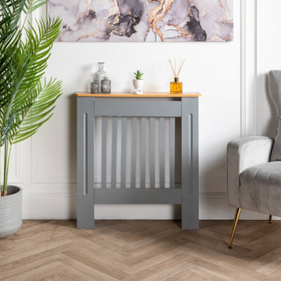 Home Treats Designer Small Grey Wooden Mdf Radiator Cover