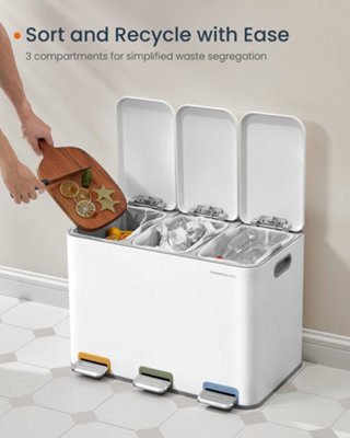 HOME Triple Kichen Bin, 3 x 4 Gallon (3 x 15 L) Recycling Bin with ...