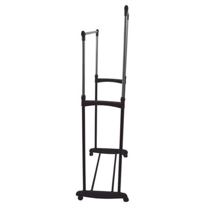 Home Vida Double Silver & Black Garment Rack on Wheels (H)1600mm (W ...