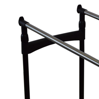 Home Vida Double Silver & Black Garment Rack on Wheels (H)1600mm (W ...