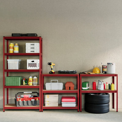 Home Vida Large Heavy Duty Adjustable Red Steel Garage & Shed Workbench ...