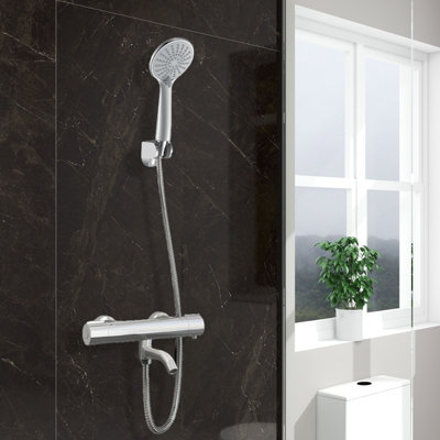 Homefast Bathrooms Chrome effect Round Thermostatic Mixer Shower Bar ...
