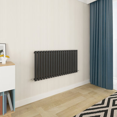 Homefast Bathrooms Designer Column Radiator Black 600x1180mm Single ...