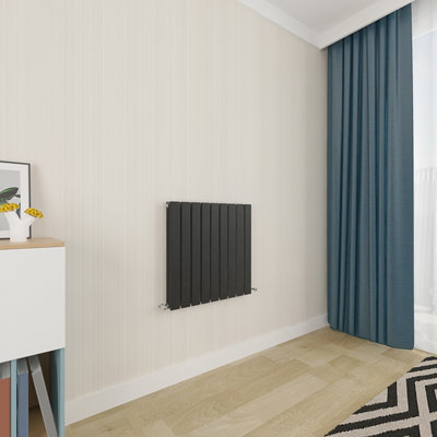 Homefast Bathrooms Designer Flat Radiator Black 600x612mm Double High ...