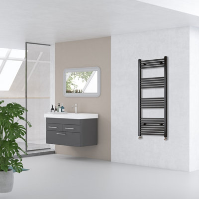 Homefast Bathrooms Designer Straight Radiator Black 1400x400mm High ...