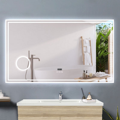 Homefast Bathrooms LED Bluetooth Mirror with Magnifier and Clock,3 LED ...