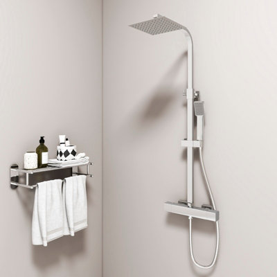 Homefast Bathrooms Modern Square Exposed Thermostatic Mixer Shower Set