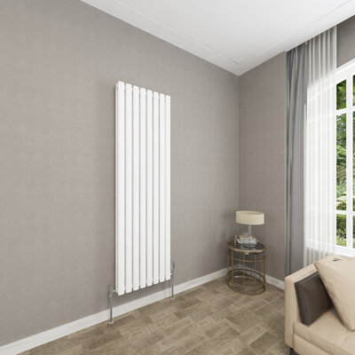 HOMEFAST Bathrooms Oval Column White 1600x472mm Radiator Double Modern ...