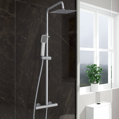 Homefast Bathrooms Square Exposed Thermostatic Mixer Shower Set With