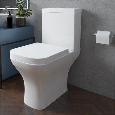 Homefast Bathrooms Square Toilet Close Coupled Soft Close Seat Cistern ...