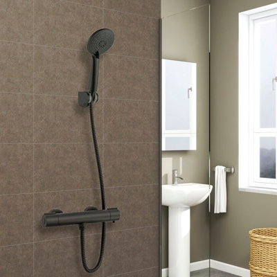 Homefast Bathrooms Thermostatic Exposed Bar Shower Mixer Set Chrome 1/2 ...