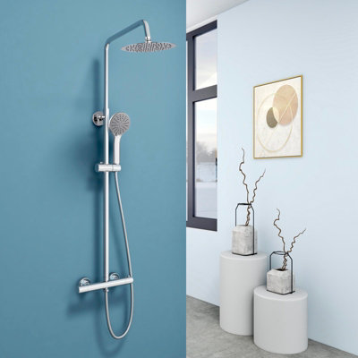 Homefast Bathrooms Thermostatic Round Chrome effect Mixer Shower Set ...