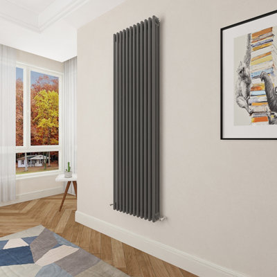 Homefast Bathrooms Vertical Radiator Anthracite 3 Column 1800x560mm 3 ...