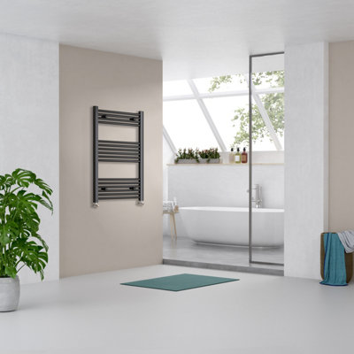 Homefast Bathrooms Vertical Radiator Black 1000x450mm Straight With ...