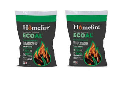 Homefire Ecoal Longlasting Smokeless Coal - 10kg (Pack of 2)