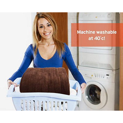 Homefront Extra Large Electric Heated Throw in Chocolate and Cream Easy ...