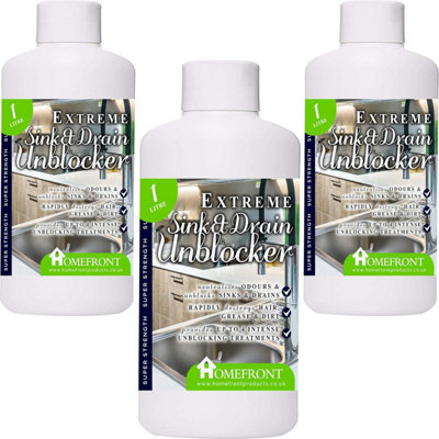 Homefront Extreme Sink & Drain Cleaner - Removes Hair, Grease & Dirt and Neutralises Odours 3L ...