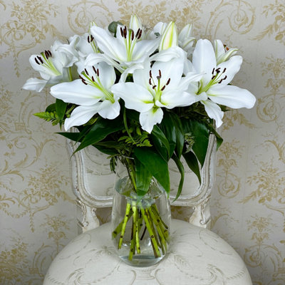 HOMELAND FLORISTS - White Oriental Lily Fresh Flower Bouquet - Hand ...