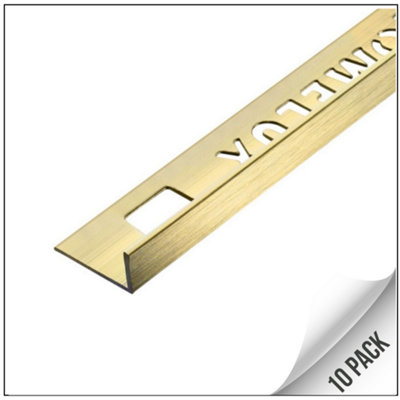 Homelux Brushed Gold Straight Edge Tile Trim for tiles up to 9mm ...