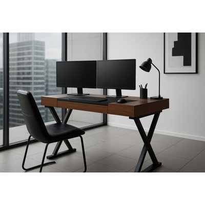 Homeology ADONIS Walnut and Matte Black Legs Ergonomic Home Office ...