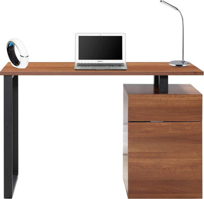 Homeology CALISTA Walnut with Matte Black Legs Contemporary Home Office ...