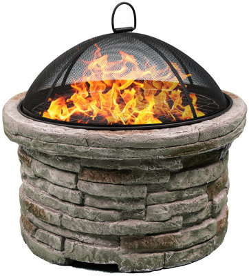 Homeology Fireology SAMUI Beige Majestic Garden Fire Pit Brazier and ...