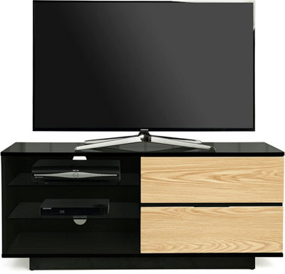 Homeology Gallus Gloss Black with 2-Oak Drawers and 2 Shelves up to 55 ...