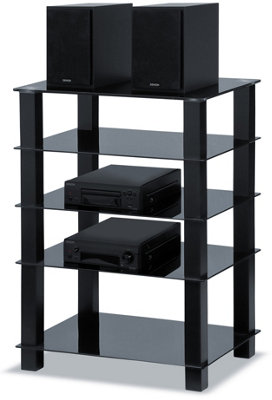 Homeology TRINITY Gloss Black 5 Shelf with Black Legs Flat Screen TV ...