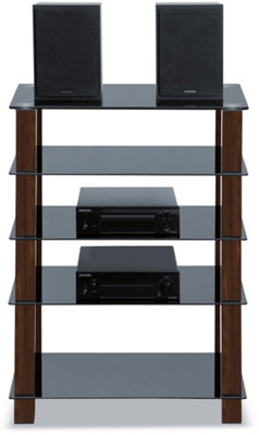 Homeology TRINITY Gloss Black 5 Shelf with Walnut Legs Flat Screen TV ...