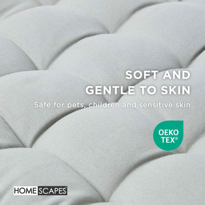Homescapes 3 Seater Grey Bench Cushion With 100% Cotton Cover, 143 x 48 cm
