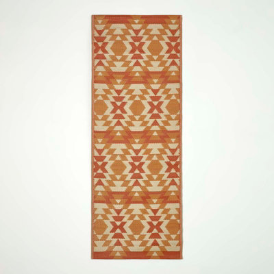 Homescapes Anya Aztec Orange Outdoor Rug Runner, 75 x 200 cm at B&Q