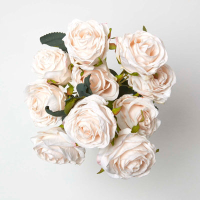 Homescapes Artificial Ivory Handcrafted Bouquet of Roses, 46 cm