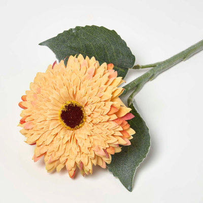 Homescapes Artificial Yellow Handcrafted Gerbera Flower Stem, 44 cm