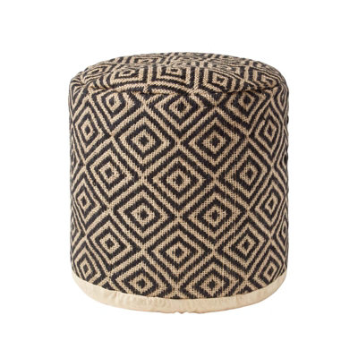 Homescapes Black and Cream Aztec Style Jute Footstool Beanbag Round 45 ...
