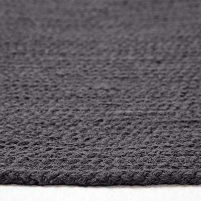 Homescapes Black Handmade Woven Braided Round Rug, 150 cm