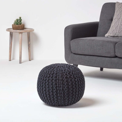 Natural knitted pouffe store