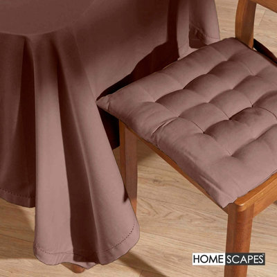 Homescapes Chocolate Brown Cotton Round Tablecloth 178 cm