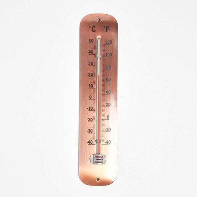 Homescapes Copper Metal Wall Thermometer, 30 cm