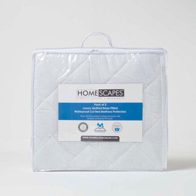 Homescapes Cot Bed Quilted Waterproof Mattress Protector 70 x 140 cm ...