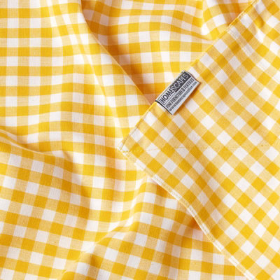 Homescapes Cotton Gingham Check Yellow Throw, 150 x 200 cm