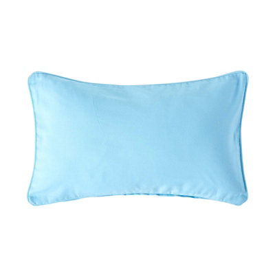 Homescapes Cotton Plain Blue Rectangular Cushion Cover, 30 x 50 cm
