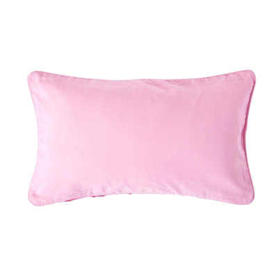 Homescapes Cotton Plain Pink Rectangular Cushion Cover, 30 x 50 cm