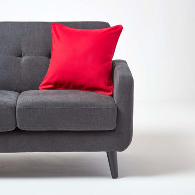 Homescapes Cotton Plain Red Cushion Cover, 45 x 45 cm