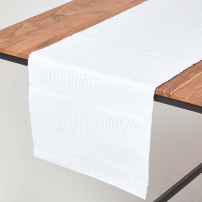 Homescapes Cotton Plain White Table Runner | DIY at B&Q