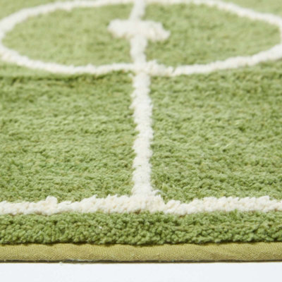 Homescapes Cotton Tufted Football Pitch Kids Rug
