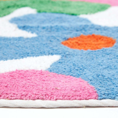 Homescapes Cotton Tufted Multi Colour Floral Children Rug
