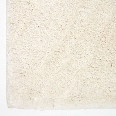 Homescapes Cotton Tufted Rug Union Jack Plain Embossed Mat Ivory Cream ...