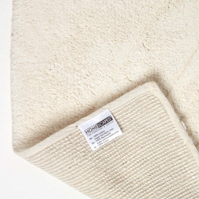 Homescapes Cotton Tufted Rug Union Jack Plain Embossed Mat Ivory Cream ...