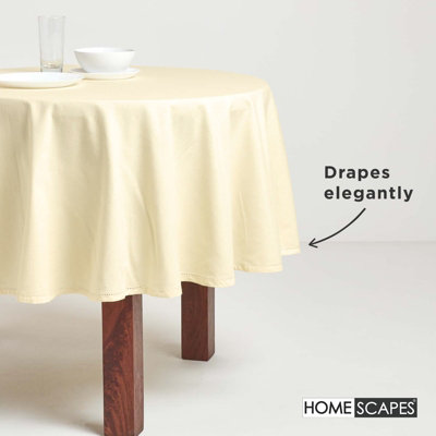 Homescapes Cream Cotton Round Tablecloth 178 cm